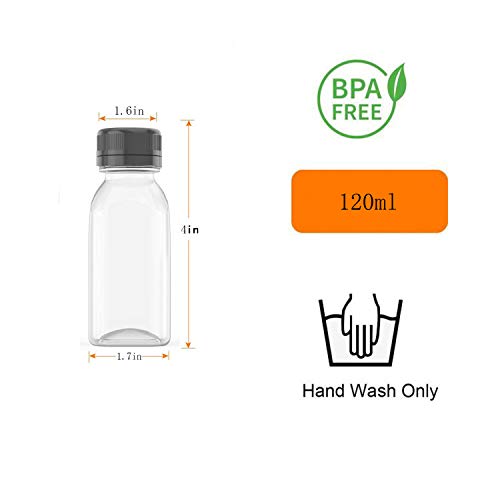 AQSXO 6 Pcs 4 OZ Plastic Juice Bottles, Plastic Milk Bottles, for Juice, Milk and Other Beverages.