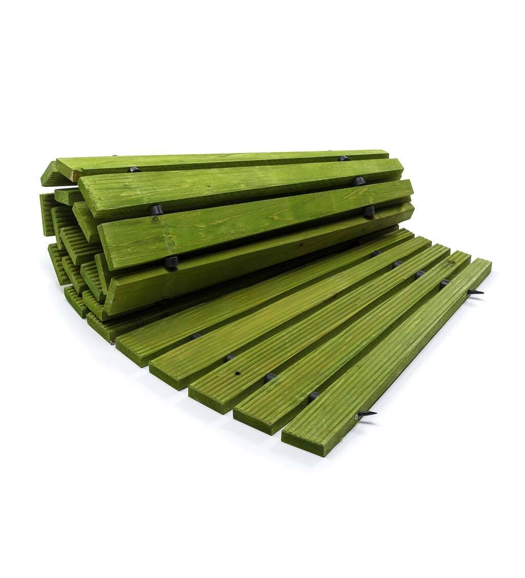 Plow & Hearth Roll-Out Curved Green Hardwood Garden and Yard Pathway | Portable Walkway | Weather-Resistant | Easy to Clean | 4'L x 18" W