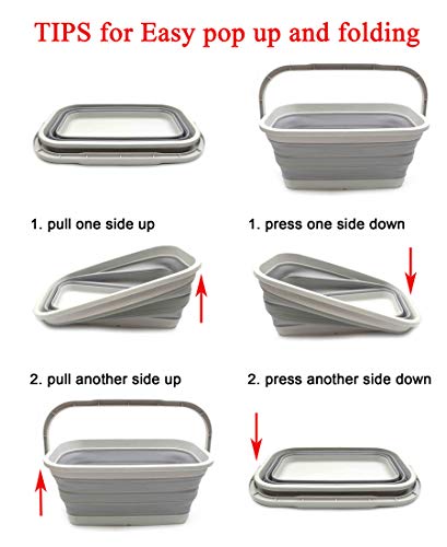 SAMMART 11.6L (3.06 Gallon) Collapsible Rectangular Handy Basket / Bucket (Grey, 1)