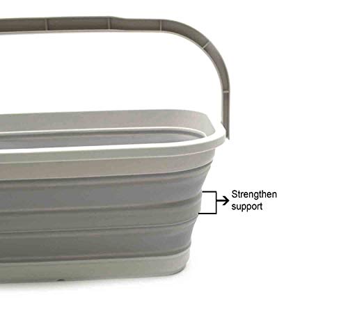 SAMMART 11.6L (3.06 Gallon) Collapsible Rectangular Handy Basket / Bucket (Grey, 1)