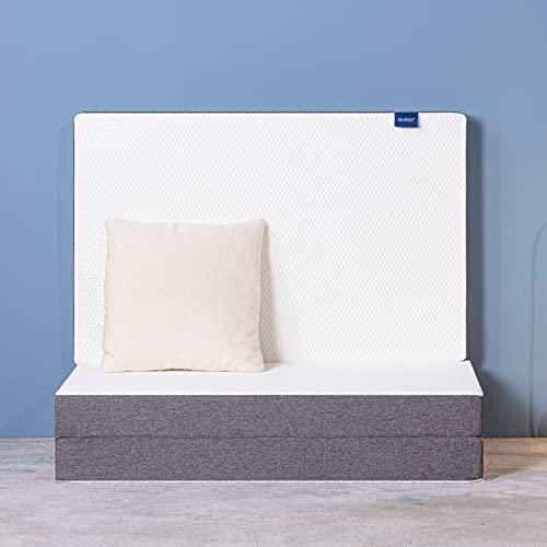 Molblly Folding Mattress, Tri-fold Gel Memory Foam Portable Mattress Topper with Washable Cover, Foldable Camping Mattress Guest Bed - Twin 75"X38"X3''