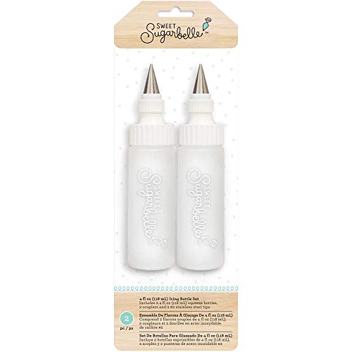 Sweet Sugarbelle Cookie Icing Bottles - 4 Ounce & 8 Ounce Squeeze Bottles with Couplers and Stainless Steel Tips