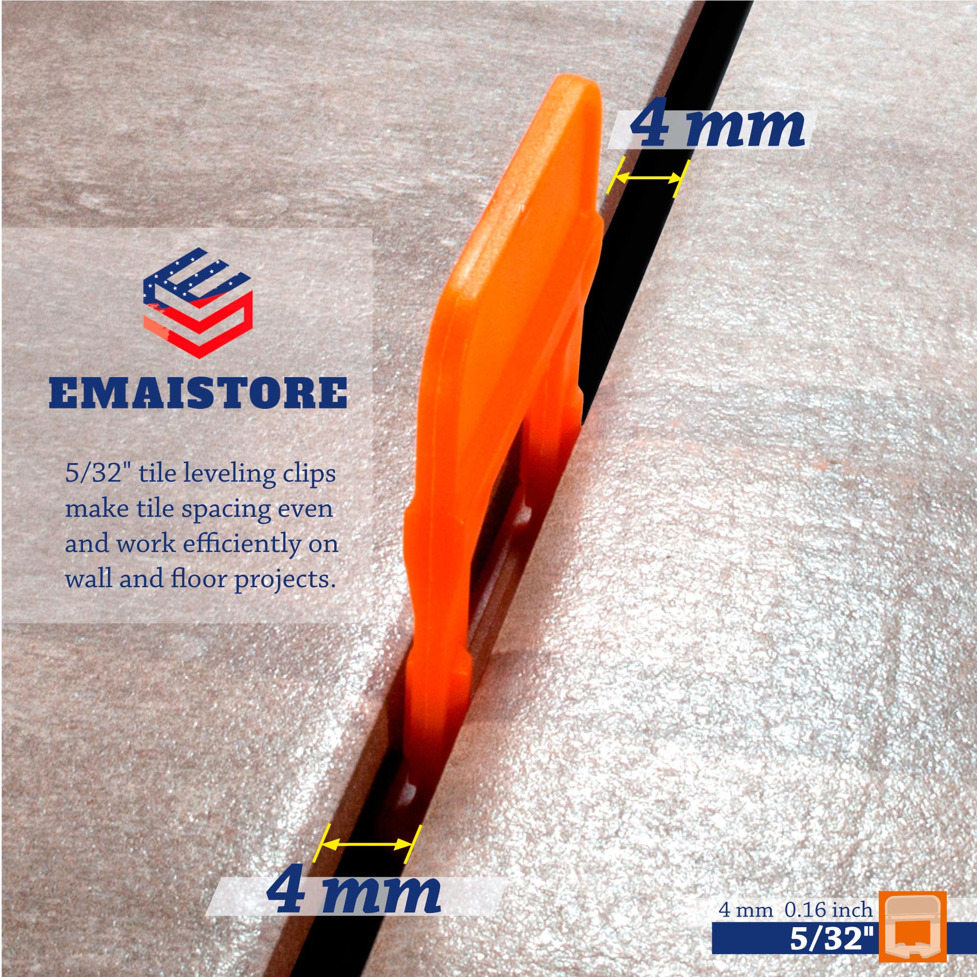 Emaistore Tile Leveling System (5/32 Inch) – 2000 Tile Spacers – Compatible with Most Wedges for Smooth, Seamless Floor & Wall Tile Installation – 4mm Ceramic & Stone Spacers