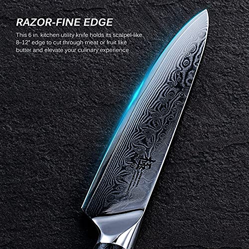 KYOKU Shogun Series 6" Utility Chef Knife + 7" Boning Knife - Japanese VG10 Steel Core Forged Damascus Blade