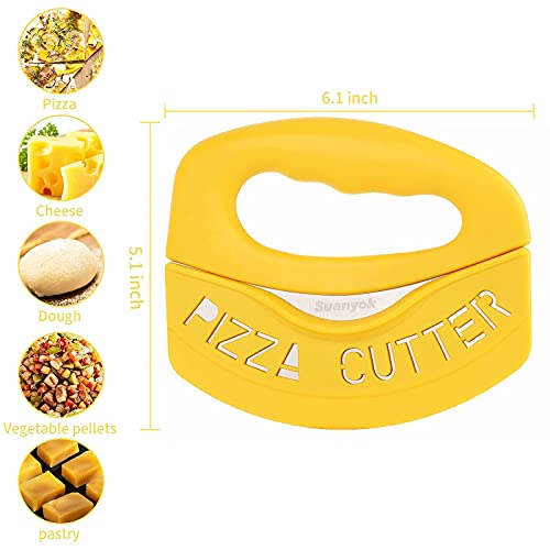 Suanyok Premium Pizza Cutter Food Chopper-Super Sharp Blade Stainless Steel Pizza Cutter Rocker Slicer with Protective Sheath Multi Function Pizza Knife Kitchen Tools,Dishwasher Safe
