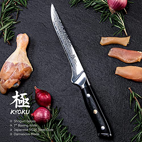 KYOKU Shogun Series 6" Utility Chef Knife + 7" Boning Knife - Japanese VG10 Steel Core Forged Damascus Blade