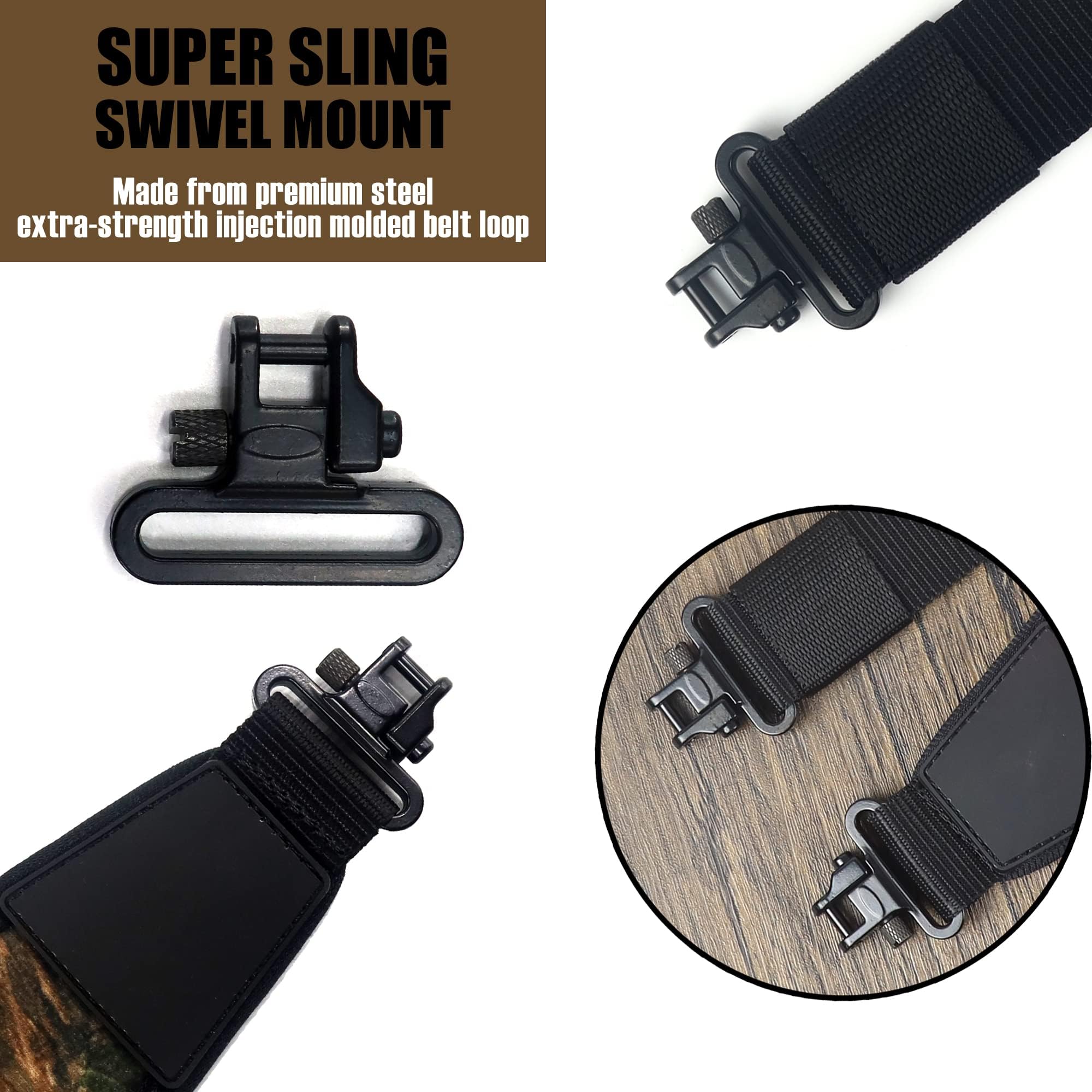 HUNTPAL 2 Point Gun Sling for Rifle Shotgun Crossbow, Hunting Gun Sling with Swivels, Quick Length Adjustment Metal Slider and Thumb Hole, Comfortable Neoprene Padded Shoulder Strap Gun Strap