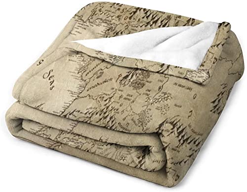 Blanket Middle Earth Map Blankets and Throws Premium Fleece Super Soft Throw Blanket Cozy Bed Blanket Couch Decorative for Home Bedding Living Room (Black, 50 * 40)
