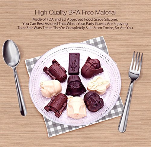 Sunerly Silicone Ice Tray Molds in Star Wars Character Shapes, Ideal for Chocolate, Ice Cubes Trays, Jelly, Sweets, Desserts, Baking Soap and Candle Making (Set of 7)
