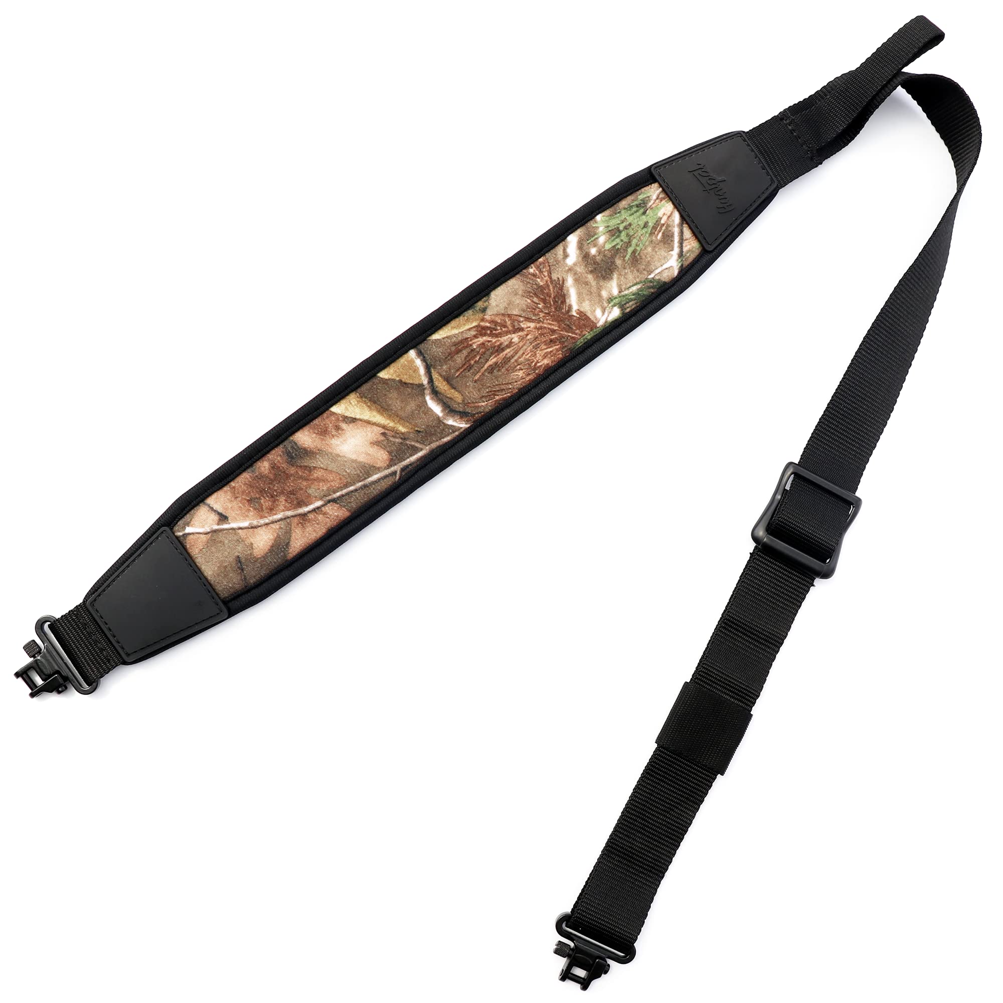 HUNTPAL 2 Point Gun Sling for Rifle Shotgun Crossbow, Hunting Gun Sling with Swivels, Quick Length Adjustment Metal Slider and Thumb Hole, Comfortable Neoprene Padded Shoulder Strap Gun Strap