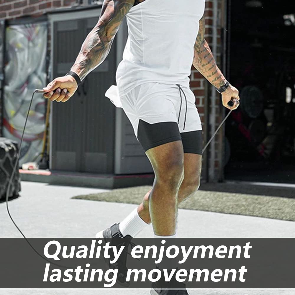 JWJ Men's Running Athletic Workout Sports Mens 2 in 1 Shorts Breathable Gym Short for Men with Pocket, Navy Meduim