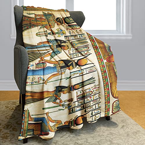HommomH Fleece Blanket 60" x 80" Egyptian Decorative Papyrus Queen Nefertari Lightweight Fuzzy Cozy Soft Warm Throw for Men Women, Air Conditioning