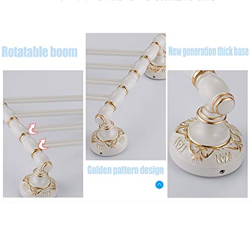 Towel rack European-Style Rotating Multi-Arm Towel Bar, Space Aluminum Multi-Function Bathroom Storage Rod, New Thick Base, Gold Pattern Design.