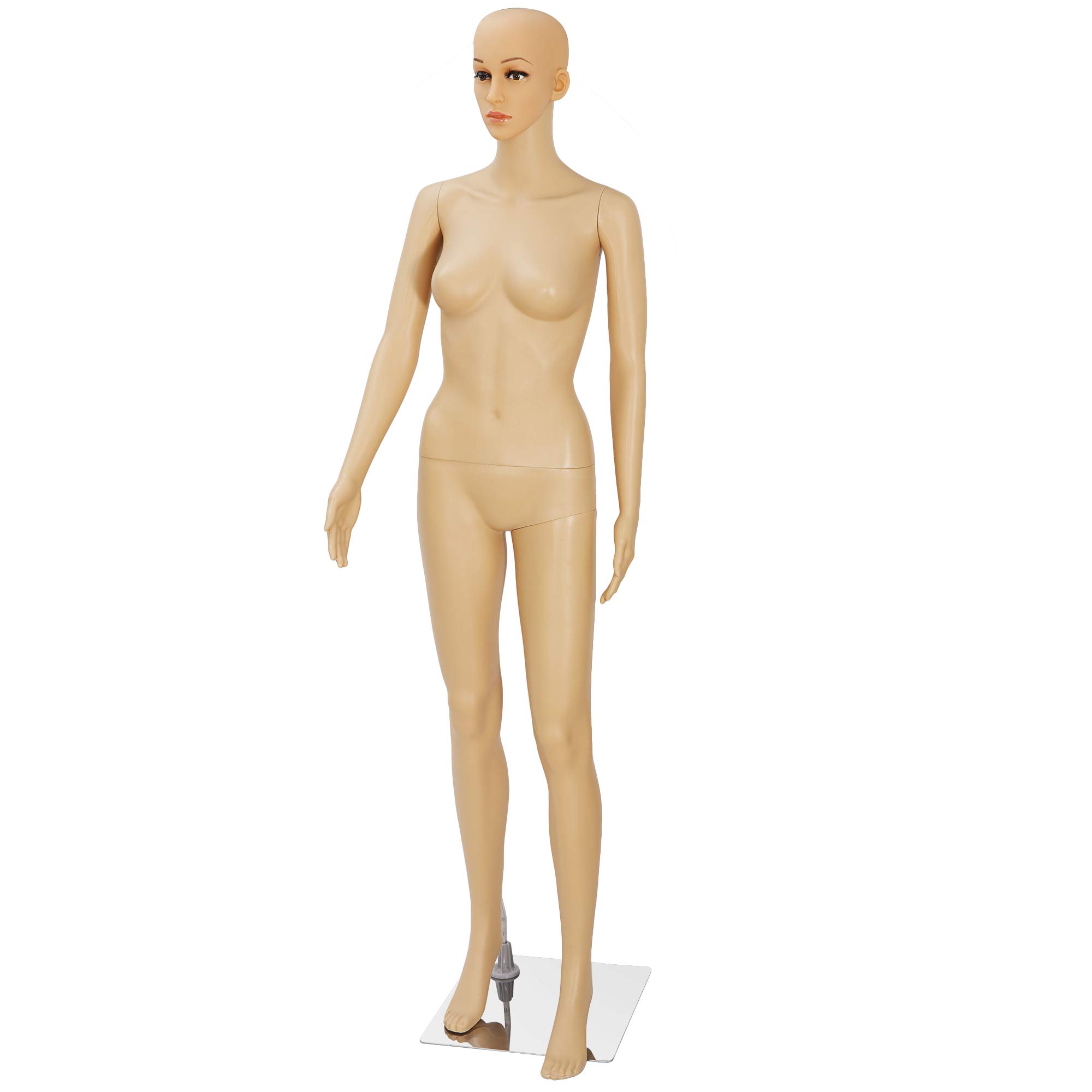 Epetlover Female Full Body Mannequin 69 Inches Dress Form Manikin Adjustable Posture Realistic Display Dress Model with Turnable Head, Metal Base