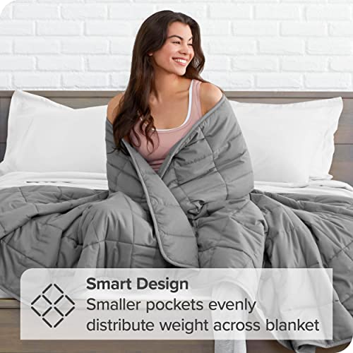 Bare Home Weighted Blanket Twin or Full Size 7lb (40" x 60") - All-Natural 100% Cotton - Premium Heavy Blanket Nontoxic Glass Beads (Grey, 40"x 60")
