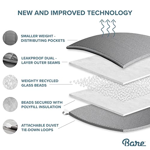 Bare Home Weighted Blanket Twin or Full Size 7lb (40" x 60") - All-Natural 100% Cotton - Premium Heavy Blanket Nontoxic Glass Beads (Grey, 40"x 60")