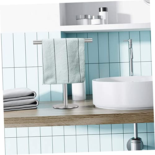 Zerodeko Stainless Steel Towel Bar Towel Hooks Washcloths Hand Towel Stand T-Shape Towel Rack Countertop Towel Stand Watch Rack Standing Towel Storage Holder Balanced Base Towel Holder Pole