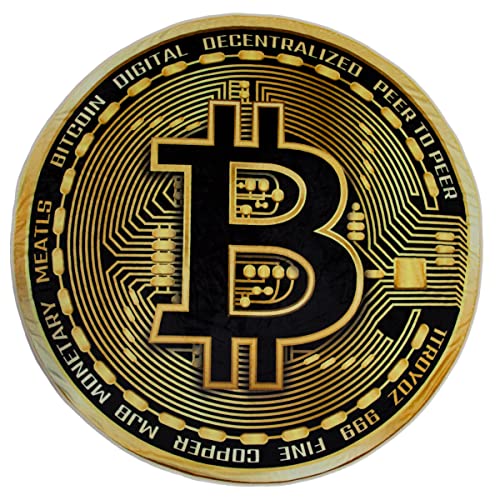 Bitcoin Cryptocurrency Coin Round Blanket- Physical Bitcoin Gift Item from The Crypto Coins Collection - 70 inch Super Soft Fleece Throw Bitcoin Blanket