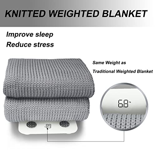 L'AGRATY Knitted Weighted Blanket - 60"x80" 15lbs Cooling Chunky Knit Heavy Blanket for Adults Braided Crochet Throw Thick Cable Yarn Knit Decorative Blanket No Beads Evenly Weighted Machine Washable