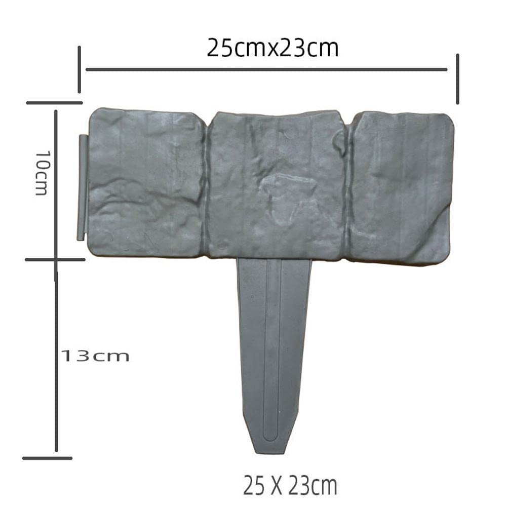 20 pcs Stone Effect Plastic Palisade Fence, Garden Border Edging Gray Stones Effect Fence in Lawn Edging Plant Border Garden Landscape Edging (Black)