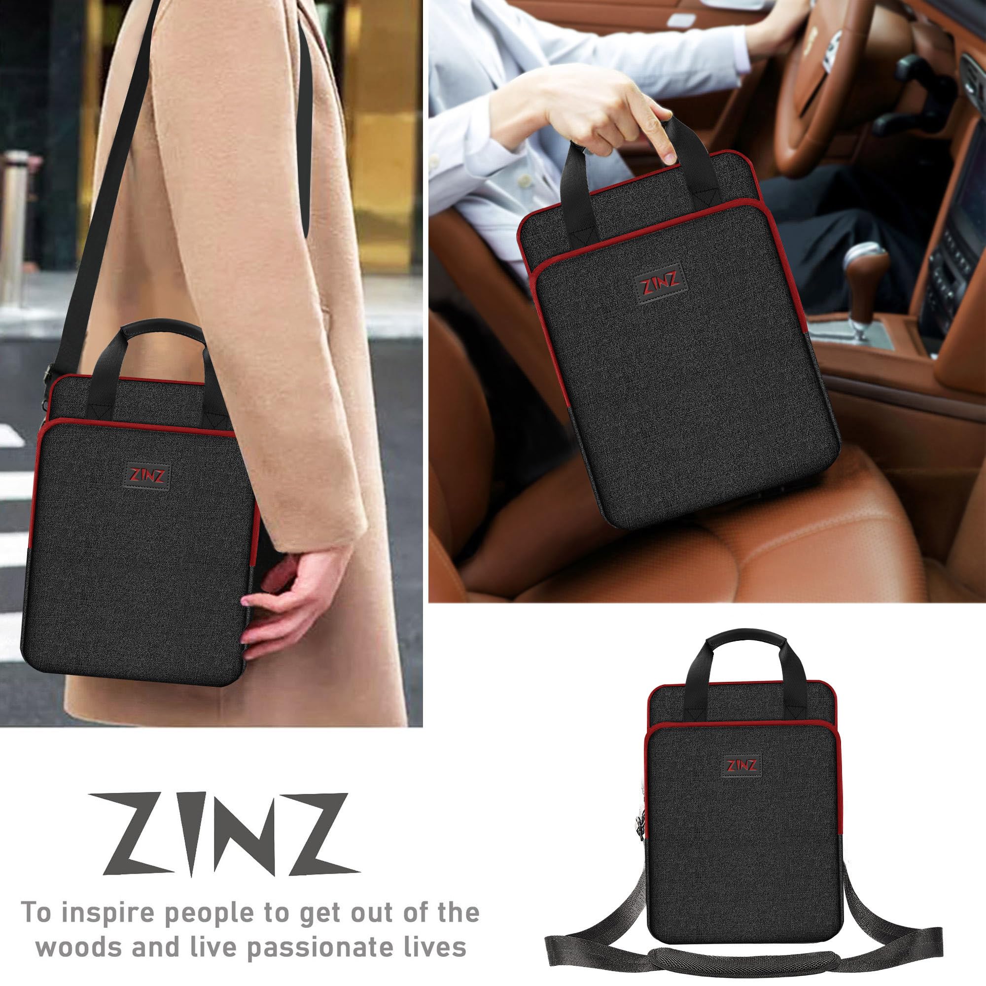 ZINZ Slim & Expandable Case 12.9 13 inch Travel Laptop Shoulder Bag for MacBook Air 13" M3/M2/M1, MacBook Pro 13" M2/M1, iPad Pro 12.9"/13"/11", iPad Air 13",B01K02