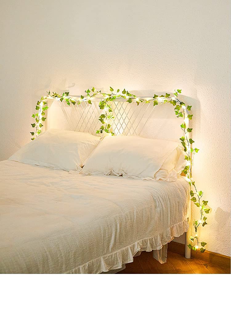 21 Feet Fake Vines with 50 LED USB Powered String Lights, Artificial Plants, Room Decor, Hanging Fake Ivy Greenery Garland Plants,Fake Leaves for Balcony Decor/Wall Decor/Garden Decor/Patio Decor