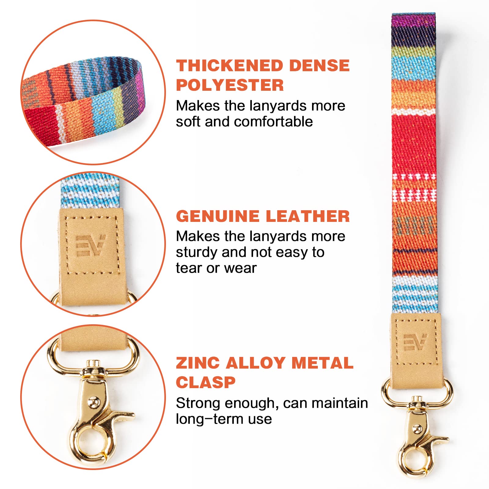 EcoVision Keychain Lanyard for Keys, Wristlet Key Chain for Women, Key Holder Lanyards with 2 keyrings