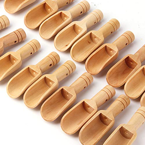 sansheng Small Wooden Scoops, Little Wooden Spoons for Jars/Bath Salts(12PCS)3 inches long