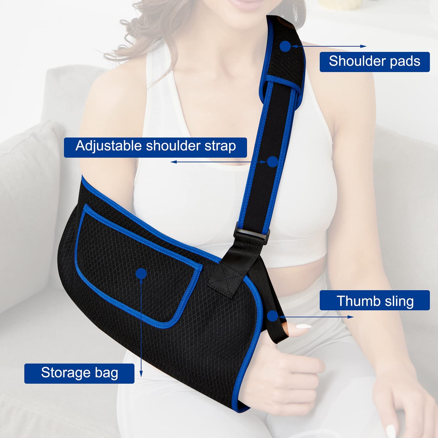 KKOOMI Arm Sling for Shoulder Injury Rotator Cuff Torn Wrist and Elbow Surgery Adjustable Padded Elbow Dislocation and Sprain Brace Shoulder Immobilizer for men&women Arm Support Straps for