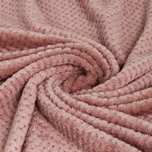 Exclusivo Mezcla Waffle Textured Extra Large Fleece Blanket, Super Soft and Warm Throw Blanket for Couch, Sofa and Bed (Dusty Pink, 50x70 inches)-Cozy, Fuzzy and Lightweight