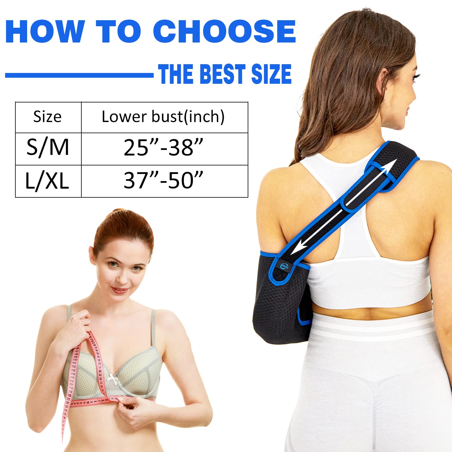 KKOOMI Arm Sling for Shoulder Injury Rotator Cuff Torn Wrist and Elbow Surgery Adjustable Padded Elbow Dislocation and Sprain Brace Shoulder Immobilizer for men&women Arm Support Straps for
