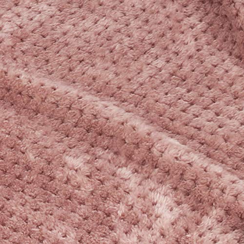 Exclusivo Mezcla Waffle Textured Extra Large Fleece Blanket, Super Soft and Warm Throw Blanket for Couch, Sofa and Bed (Dusty Pink, 50x70 inches)-Cozy, Fuzzy and Lightweight