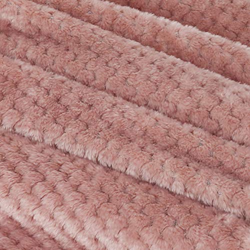 Exclusivo Mezcla Waffle Textured Extra Large Fleece Blanket, Super Soft and Warm Throw Blanket for Couch, Sofa and Bed (Dusty Pink, 50x70 inches)-Cozy, Fuzzy and Lightweight