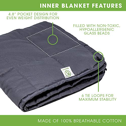 BARMY Weighted Lap Blanket (48"x24", 6lbs) Weighted Lap Pad with Removable Cover for Adults, Teens and Kids, Cotton Inner Blanket, Weighted Throw Blanket - Cool Gray