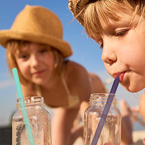 Senneny Set of 12 Silicone Drinking Straws for 30oz and 20oz - Reusable Silicone Straws BPA Free Extra Long with Cleaning Brushes- 12 Straight- 8mm diameter