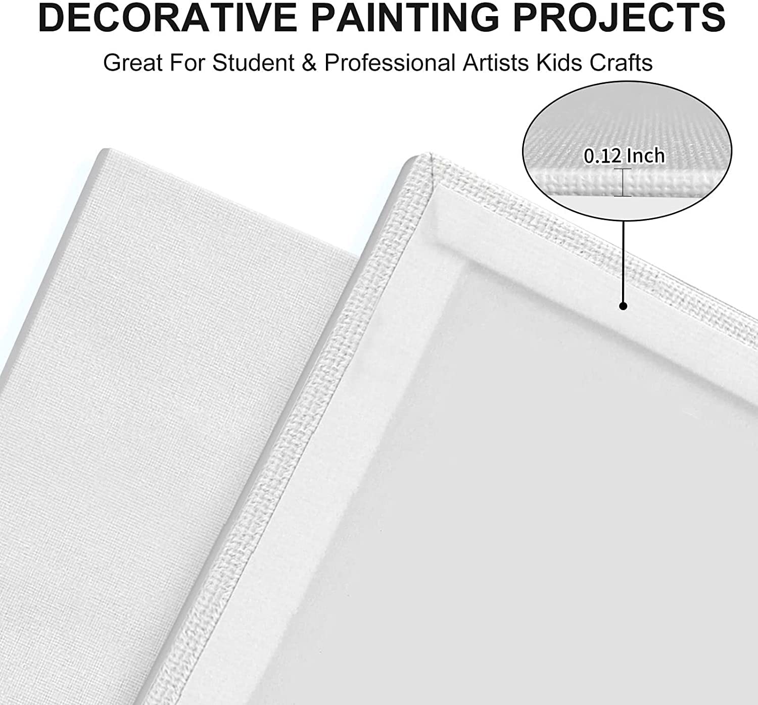 Canvas Panels 9x12 Inch 12-Pack, 10 oz Primed 100% Cotton White Blank Canvases for Painting, Rectangular Flat Canvas Boards for Oil Acrylics Watercolor & Tempera Paints