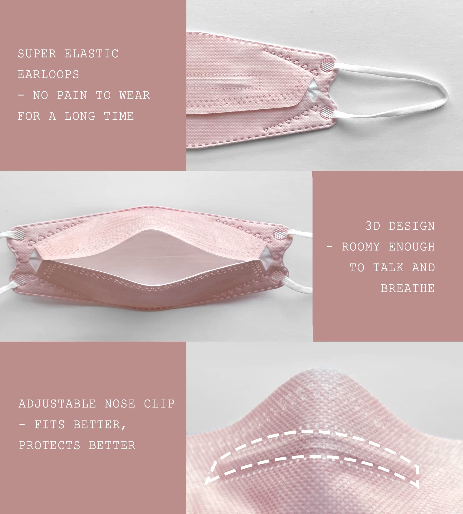 Borje KN95 Face Masks, 100 Pcs Disposable Face Masks, Filter Protection Against PM2.5 from Fire Smoke & Dust