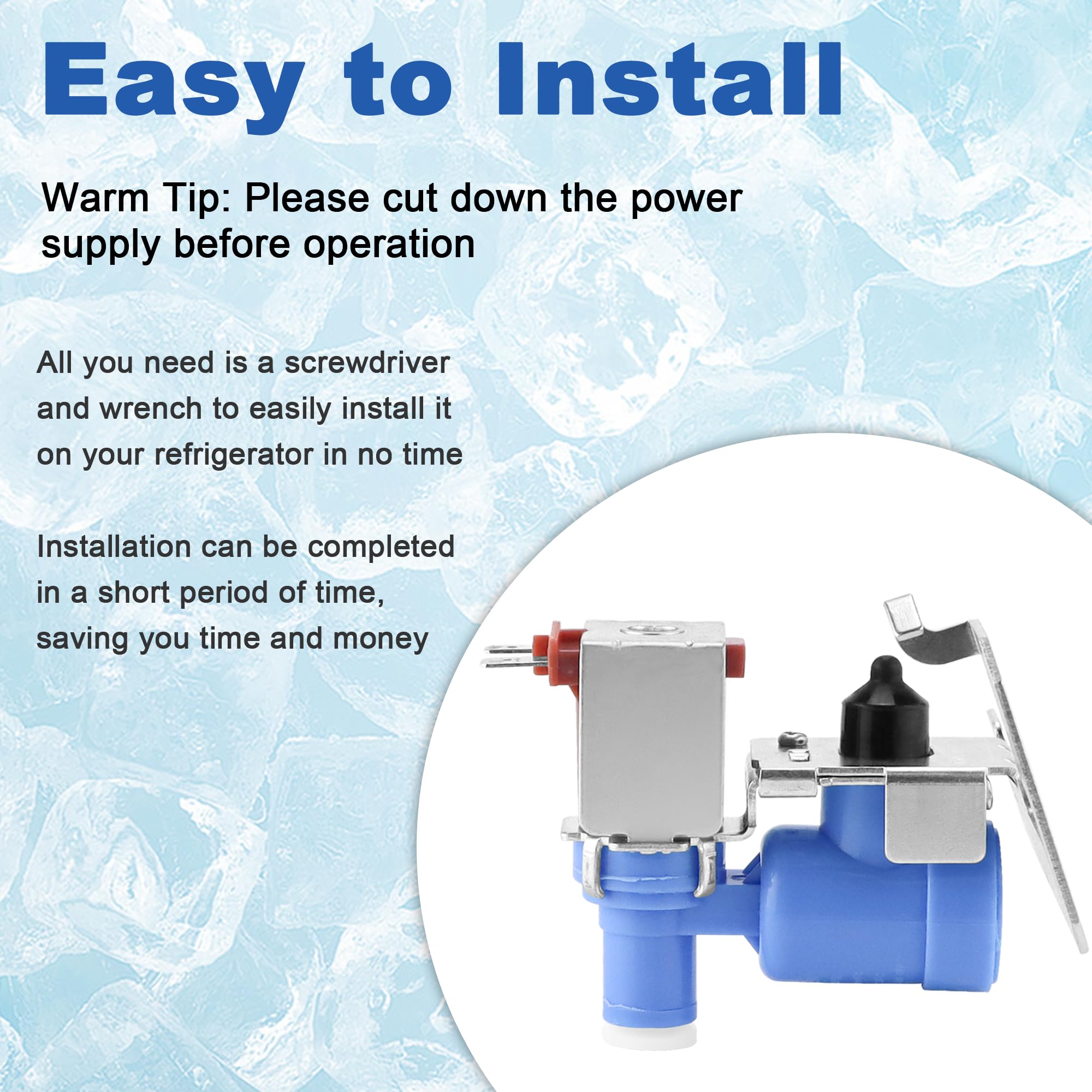 WR57X10033 riv-11ae-2 Refrigerator Icemaker Water Inlet Valve Compatible with G-E Hot-point Ken-more 1/4" Inlet Fitting Icemaker Water Inlet Valve Replaces WR57X0093-1 Year Warranty By Fetechmate
