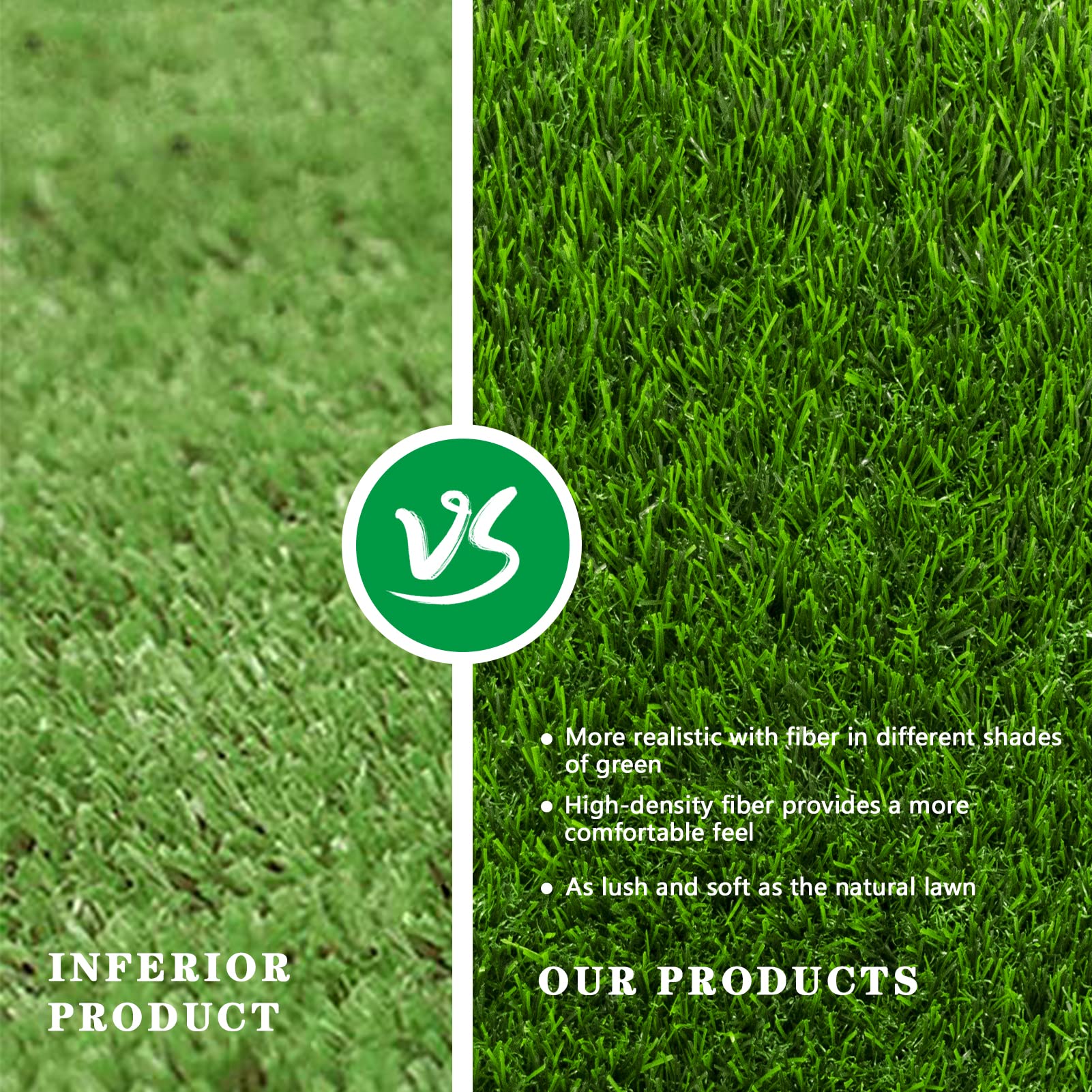 CJNLON 12"x12" Artificial Grass Tiles, 6 Packs Self-draining Fake Grass Turf Tiles Set for Flooring Decor, Dog Pads Indoor Outdoor 1.57'' in Pile Height