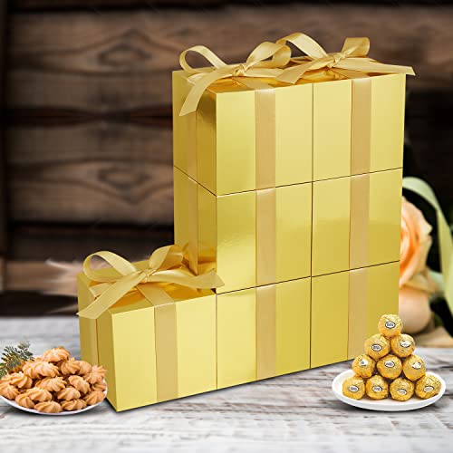DOYIDE 30 Pack Small Gift Boxes, 2x2x2 Favor Boxes Gold Paper Gift Boxes with Lids for Presents, Crafting, Cupcake Boxes, Gifts, Candy Boxes for Wedding Party Bridal Shower Baby Shower Favors
