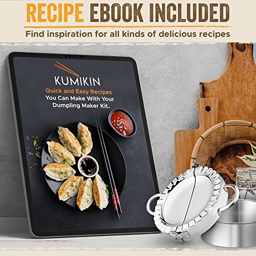 KUMIKIN Dumpling Maker β Empanada Maker Press Set of 3 β Food-Grade Stainless Steel Dumpling Press in 3 Sizes β Pierogi Maker with Included Recipe eBook β Easy to Use and Multifunctional