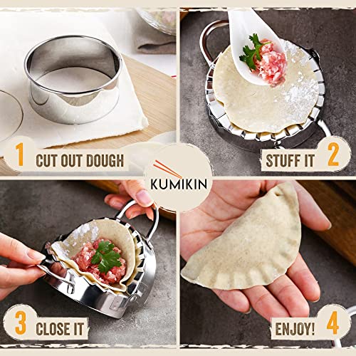 KUMIKIN Dumpling Maker β Empanada Maker Press Set of 3 β Food-Grade Stainless Steel Dumpling Press in 3 Sizes β Pierogi Maker with Included Recipe eBook β Easy to Use and Multifunctional
