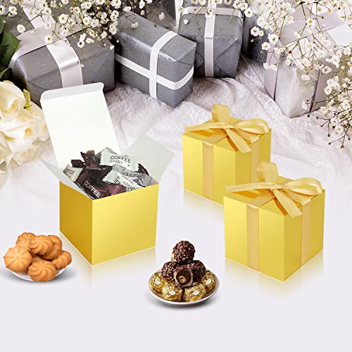 DOYIDE 30 Pack Small Gift Boxes, 2x2x2 Favor Boxes Gold Paper Gift Boxes with Lids for Presents, Crafting, Cupcake Boxes, Gifts, Candy Boxes for Wedding Party Bridal Shower Baby Shower Favors