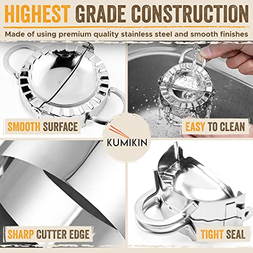 KUMIKIN Dumpling Maker β Empanada Maker Press Set of 3 β Food-Grade Stainless Steel Dumpling Press in 3 Sizes β Pierogi Maker with Included Recipe eBook β Easy to Use and Multifunctional