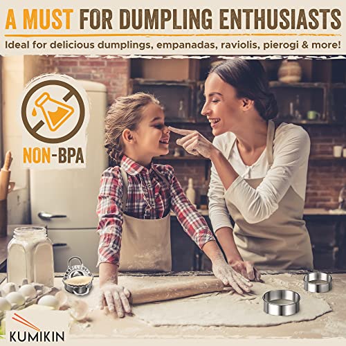 KUMIKIN Dumpling Maker β Empanada Maker Press Set of 3 β Food-Grade Stainless Steel Dumpling Press in 3 Sizes β Pierogi Maker with Included Recipe eBook β Easy to Use and Multifunctional