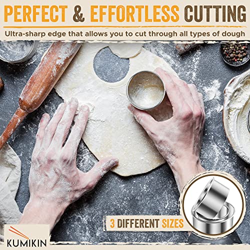 KUMIKIN Dumpling Maker β Empanada Maker Press Set of 3 β Food-Grade Stainless Steel Dumpling Press in 3 Sizes β Pierogi Maker with Included Recipe eBook β Easy to Use and Multifunctional