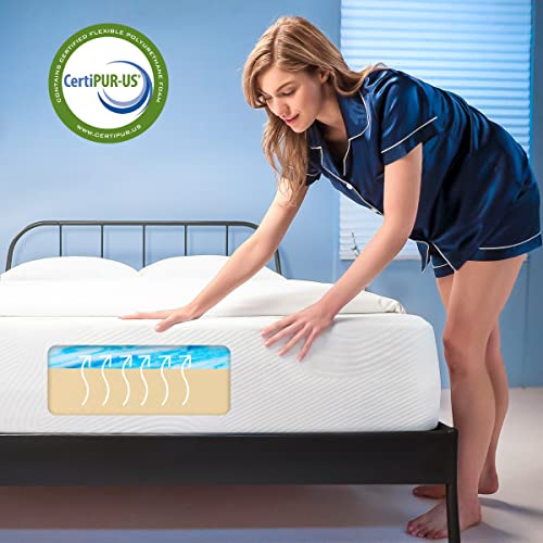 subrtex 5 Inch Cal King Gel Memory Foam Mattress with Removable Soft Cover, Body Support Pressure Relieving Mattress, CertiPUR-US Certified, Bed in A Box(5 Inch, California King)