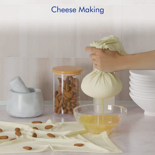 8 PCS Reusable Cheesecloth, Grade 100, 20x20 Inch Hemmed Organic Cheese Cloth for Straining Craft, 100% Cotton Unbleached Cloth Strainer for Cooking, Baking, Juicing, Cheese Making
