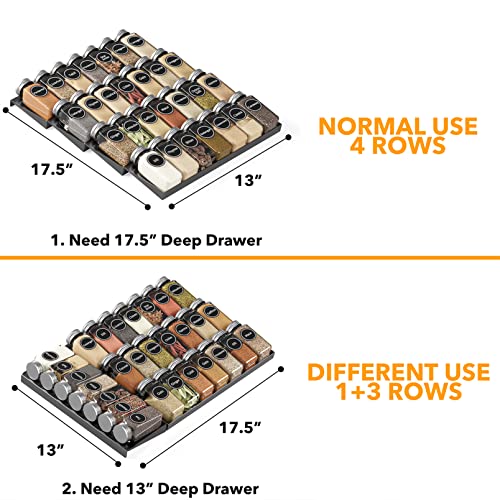 SpaceAid Spice Drawer Organizer with 28 Spice Jars, Spice Drawer Organizer with 24 Spice Jars, 386 Spice Labels