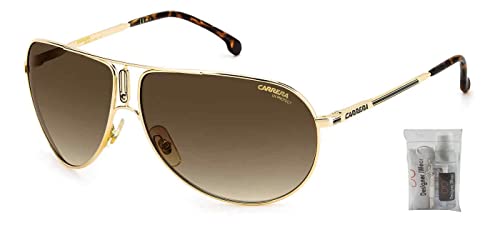 Carrera GIPSY65 0J5G/HA 64MM Gold/Brown Gradient Aviator Sunglasses for Men for Women + BUNDLE With Designer iWear Complimentary Eyewear Kit CAGIPSY65 64